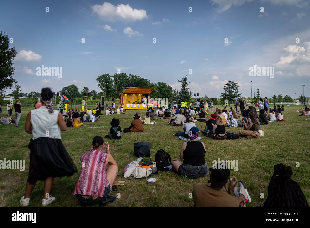 Protesters at Nelson Mandela Parc in Amsterdam for the Black Pride ...