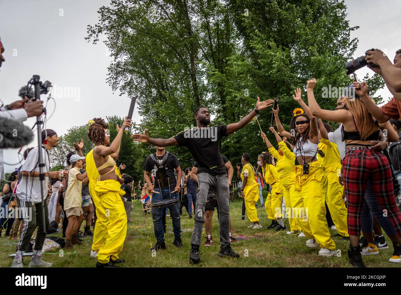 Protesters at Nelson Mandela Parc in Amsterdam for the Black Pride ...
