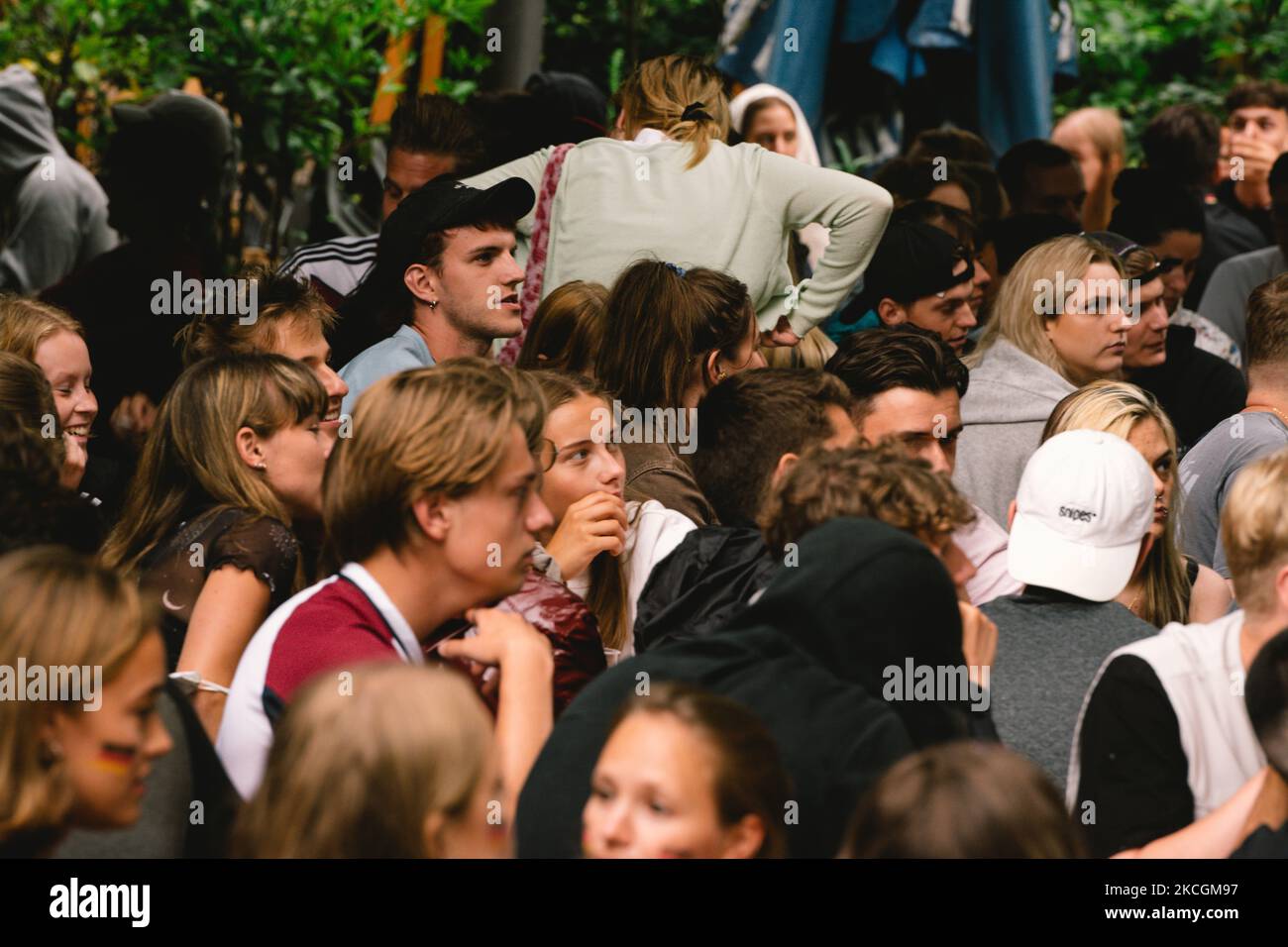 German football fans watch the match during Euro 2020 match between ...
