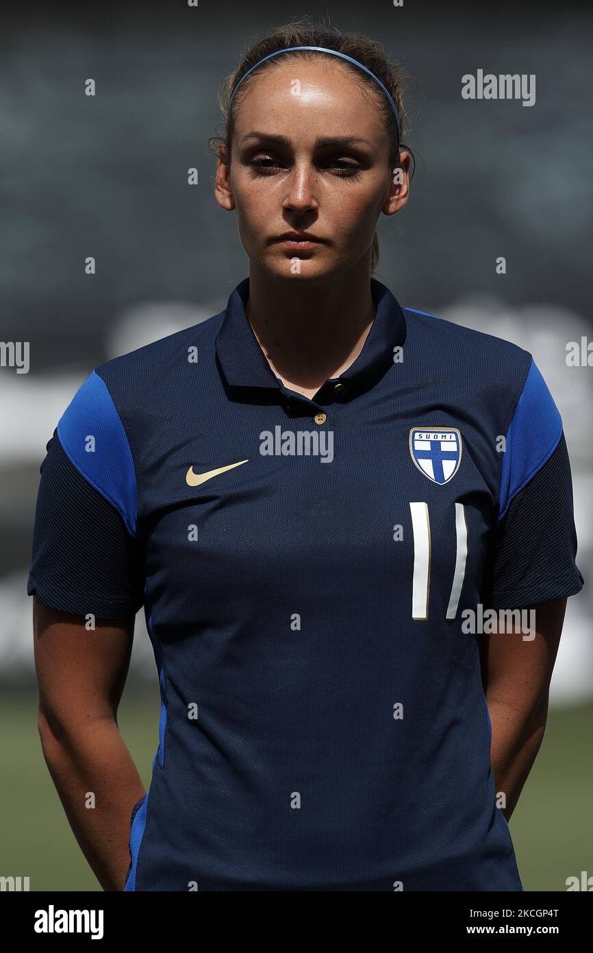 Nora Heroum of Finland poses during the national anthem prior to the ...