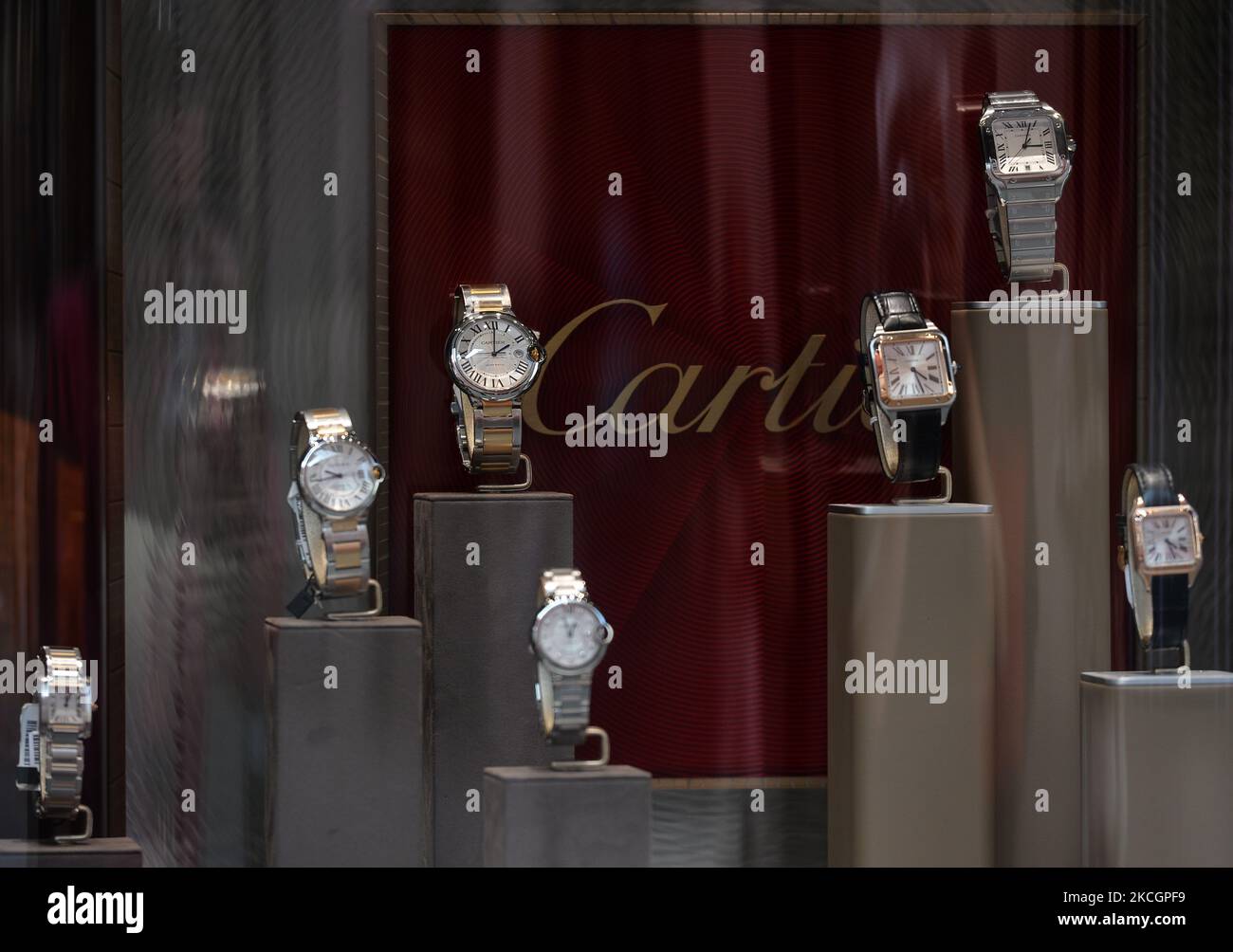 CARTIER watches on display in a shop window in Dublin city center. On ...