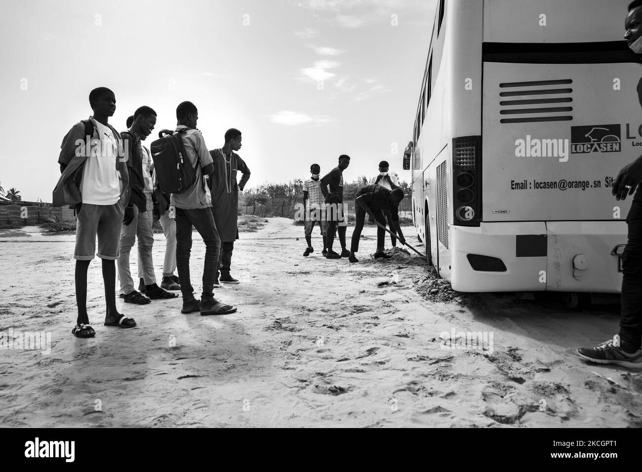 (EDITOR'S NOTE: Image was converted to black and white) Senegalese try ...