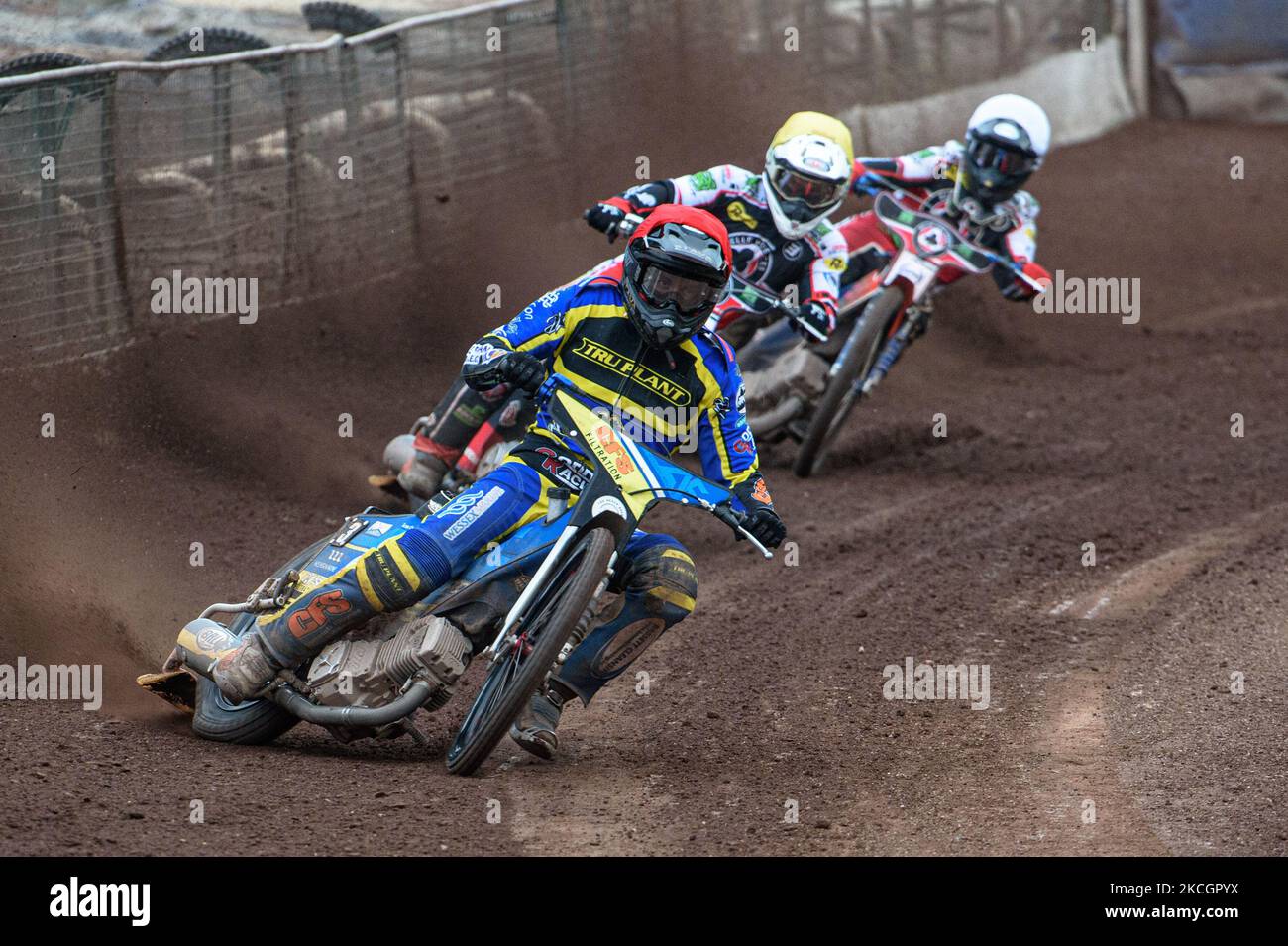 Adam Ellis (Red) leads Richie Worrall (Yellow) and Brady Kurtz (White ...