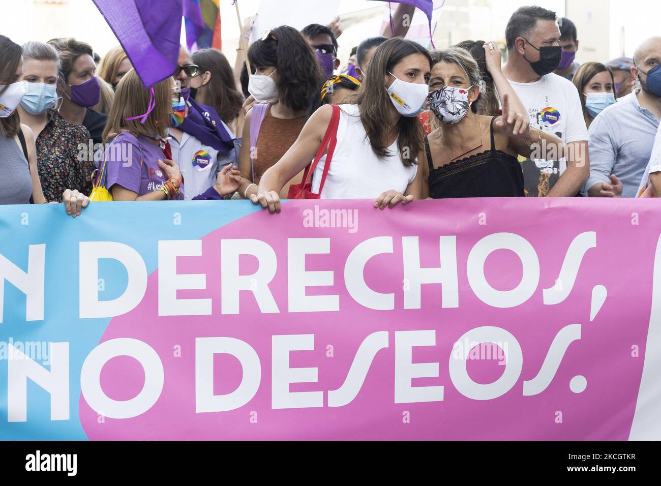 Irene Montero and Yolanda Diaz during the LGTBI Pride demonstration, on ...
