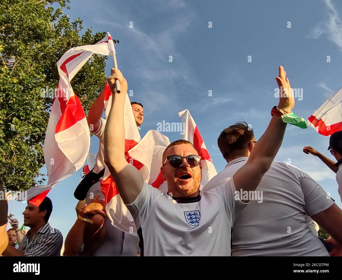 England fans arrive at the stadium before the Euro 2020 Ukraine vs ...