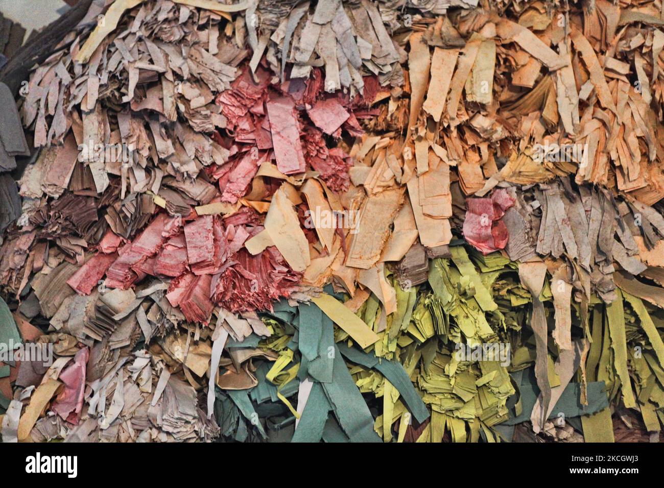 Pile scrap paper which will be recycled and made into new paper at the ...