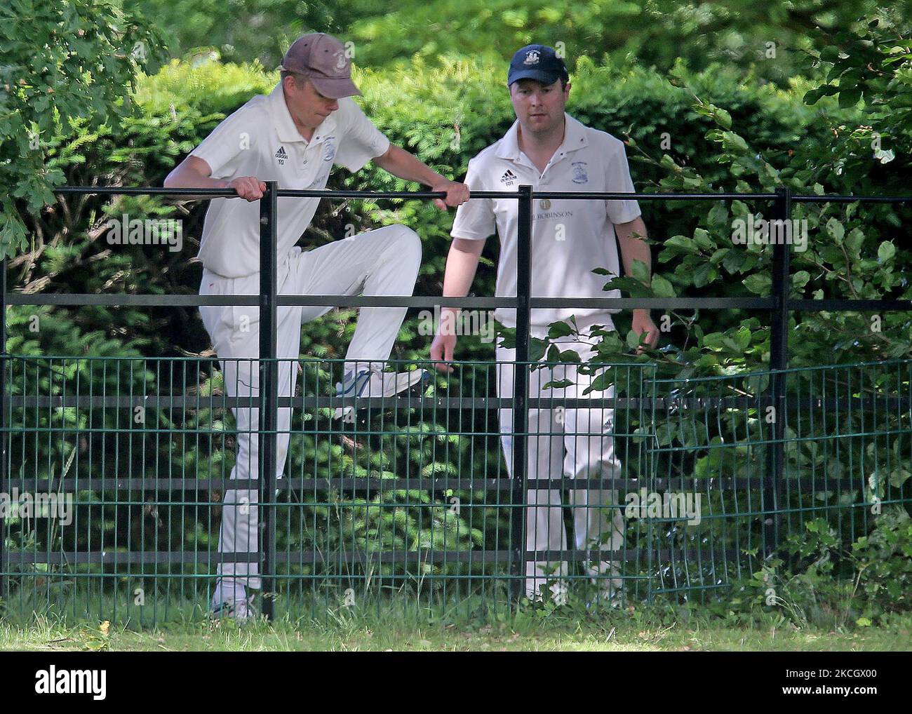 L-R Tom Gibney and Rob Rayner of Billericay CC during Essex League ...
