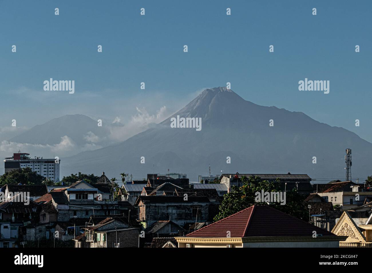 Mount Merapi, Indonesia's most active volcano seen near Yogyakarta city ...
