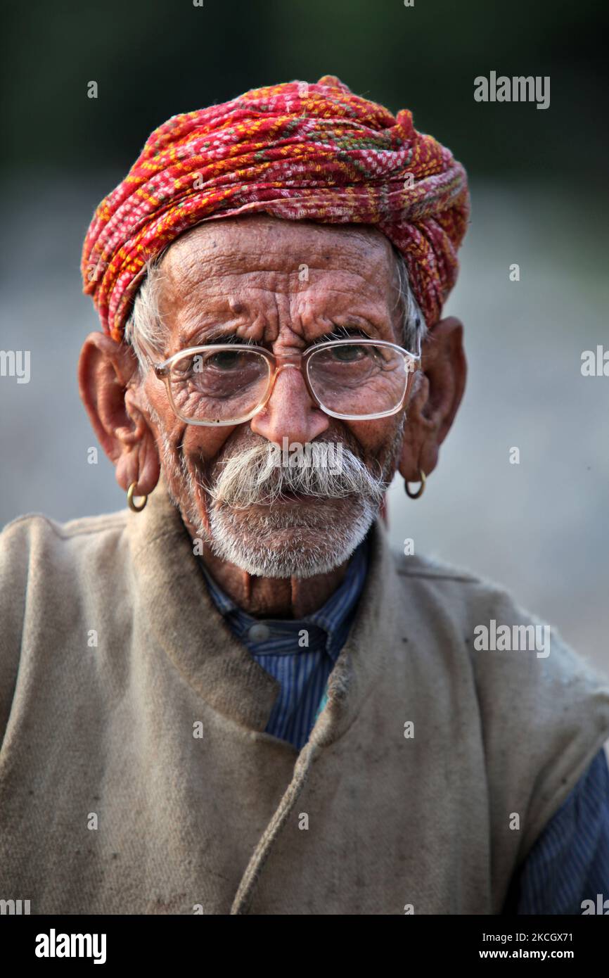 Portrait of a 102 year old village man in Sansal, Himachal Pradesh ...