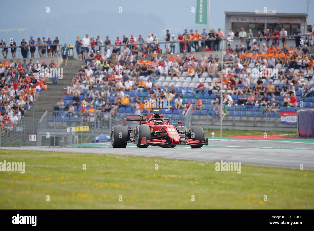 Carlos Sainz drives the Ferrari during the sunda's race at the Red Bull ...