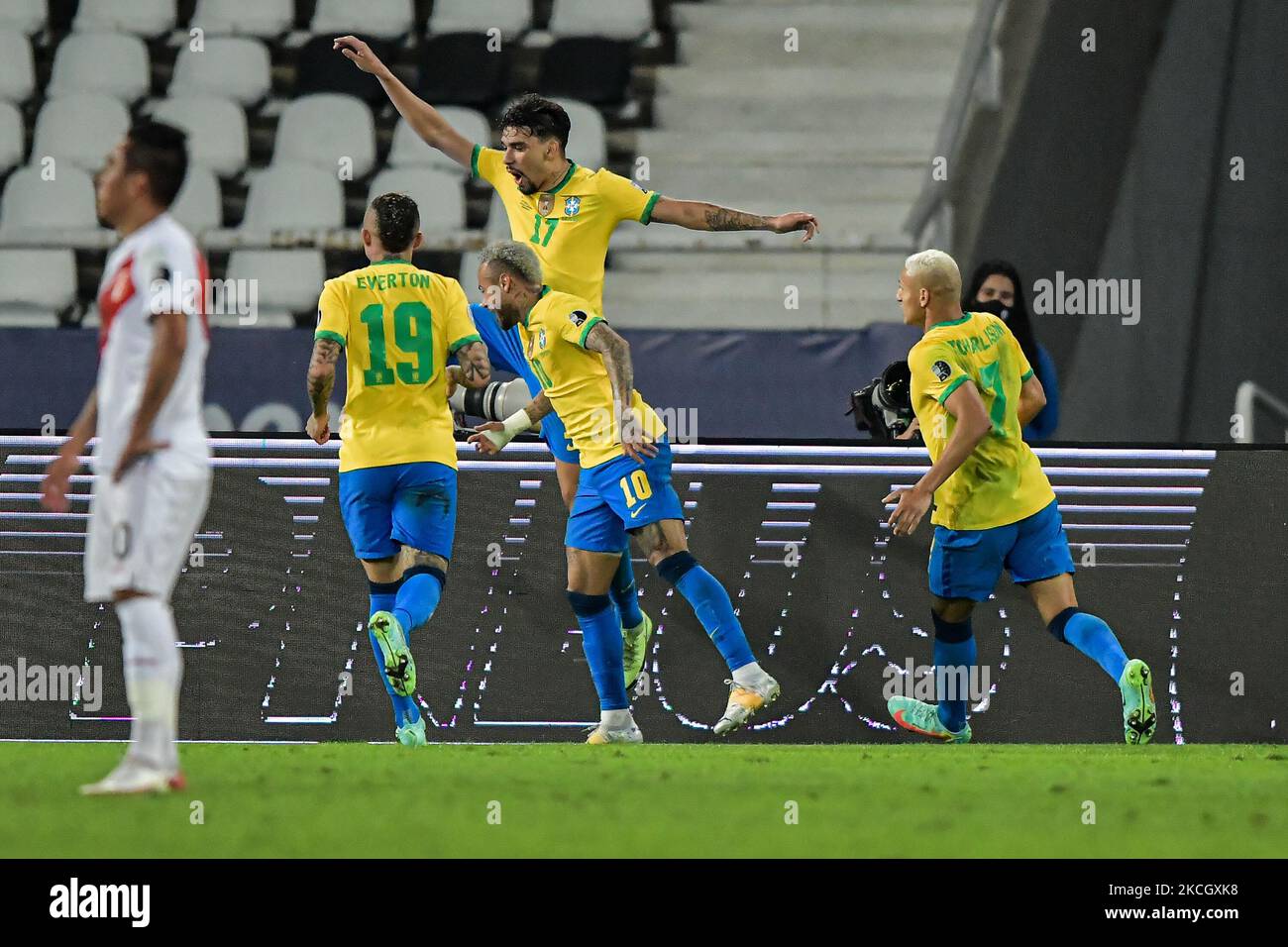 Lucas Paquetá Brazil player celebrates his goal during a match against ...