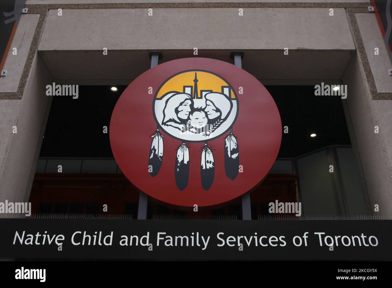 The sign with the logo at entrance to the new Native Child and Family ...
