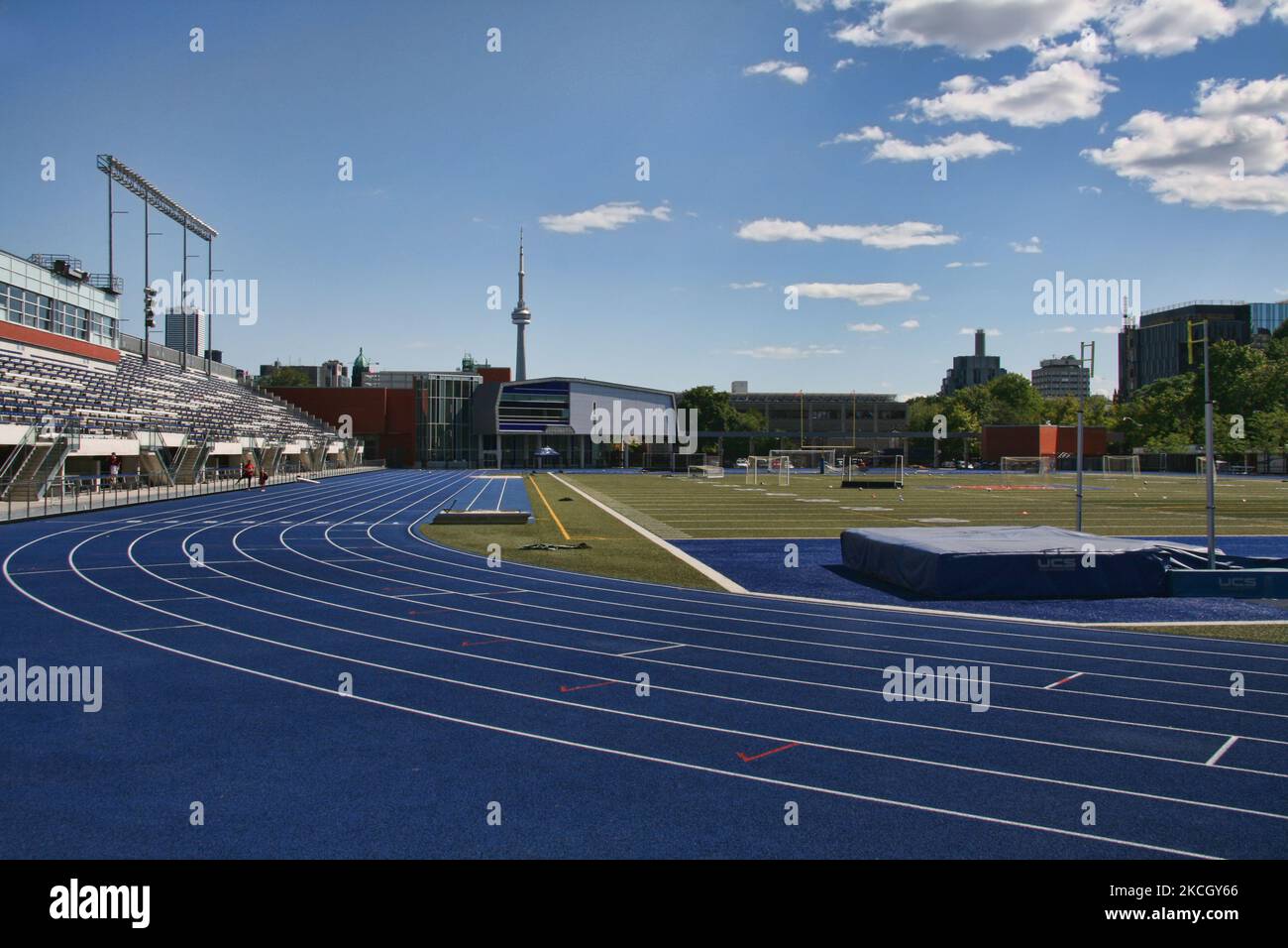 Toronto Varsity track with the CN tower seen in the distance in Toronto ...