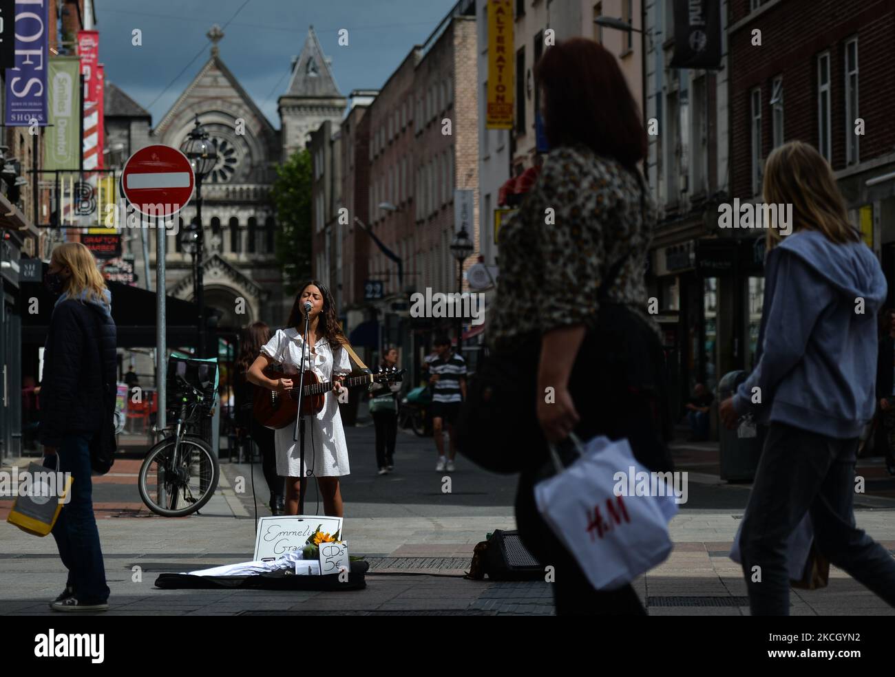 Musician and singer Emmeline Gracie performing on Grafton Street in ...