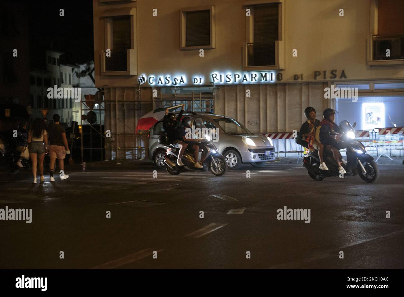 Italians celebrating the victory of the semifinal in Pisa, Italy, on ...
