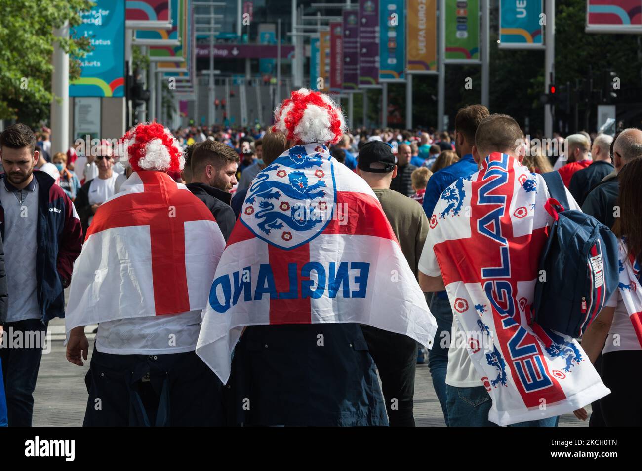 LONDON, UNITED KINGDOM - JULY 07, 2021: England football fans arrive at ...
