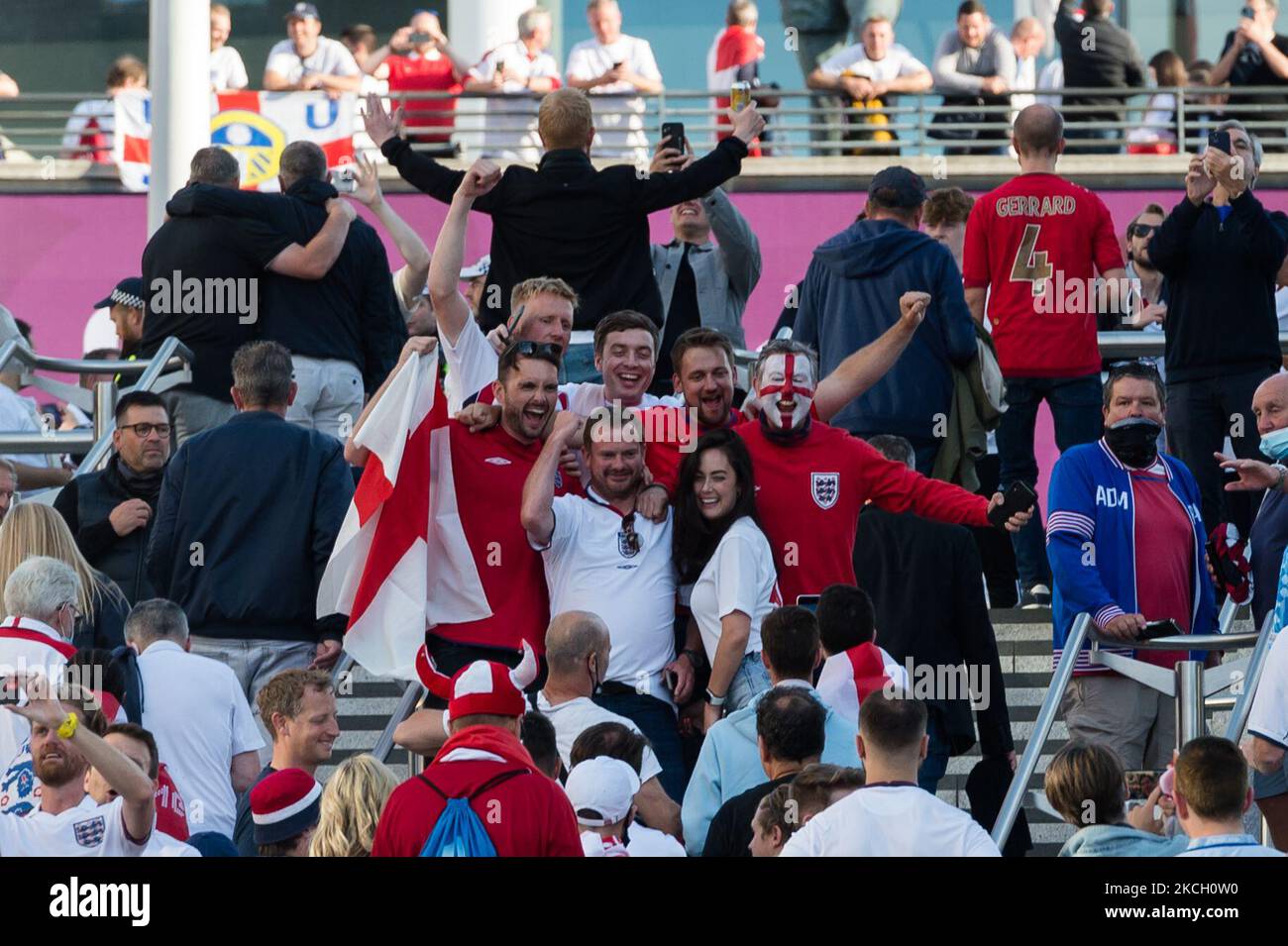 LONDON, UNITED KINGDOM - JULY 07, 2021: England football fans arrive at ...