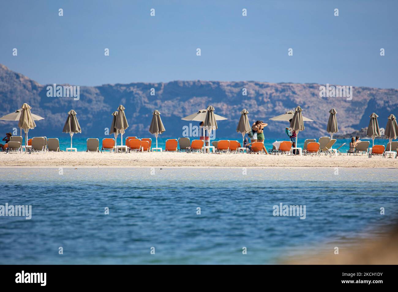 Panoramic view of Balos Beach, the incredible lagoon with the turquoise ...