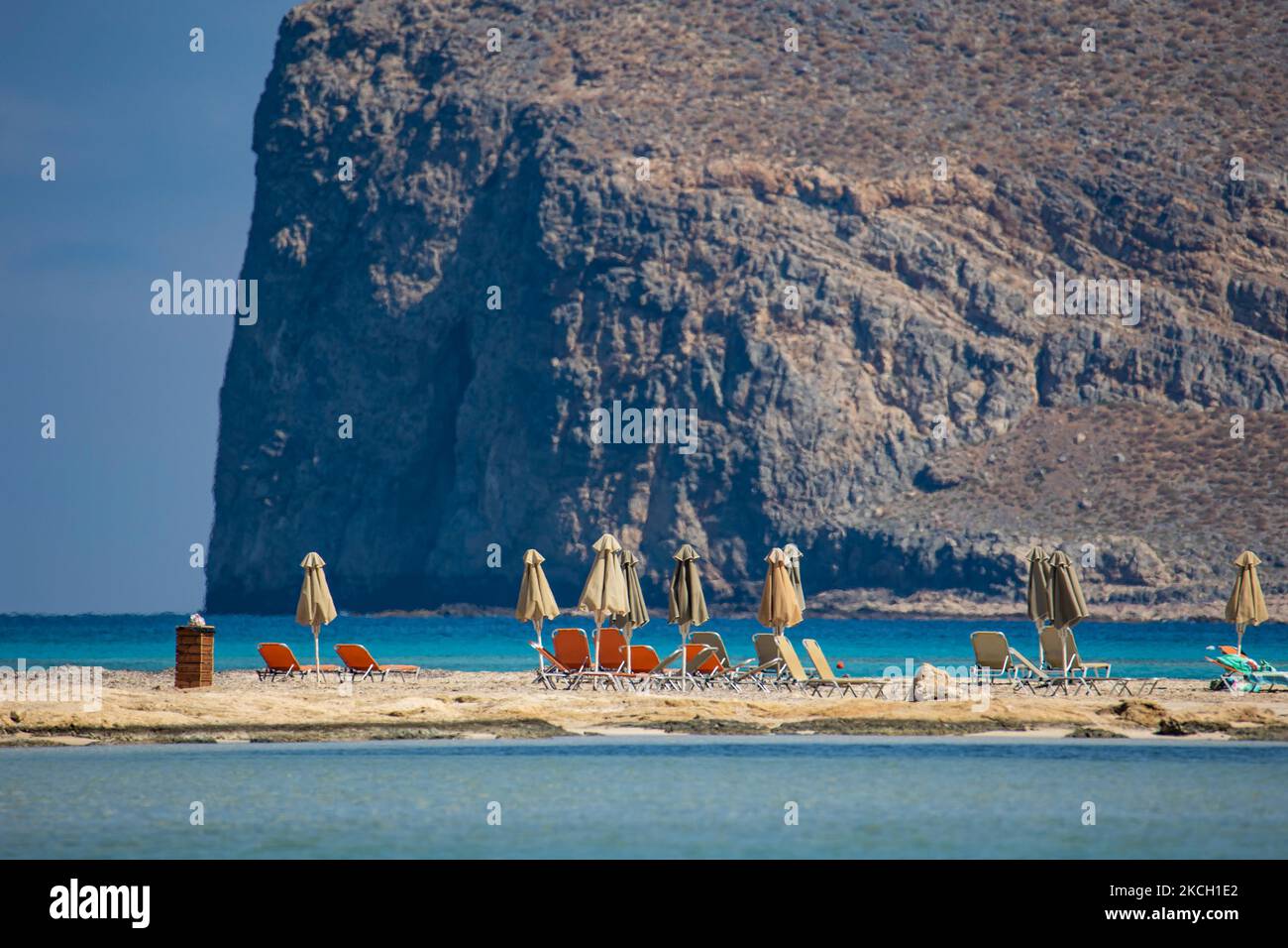 Panoramic view of Balos Beach, the incredible lagoon with the turquoise ...