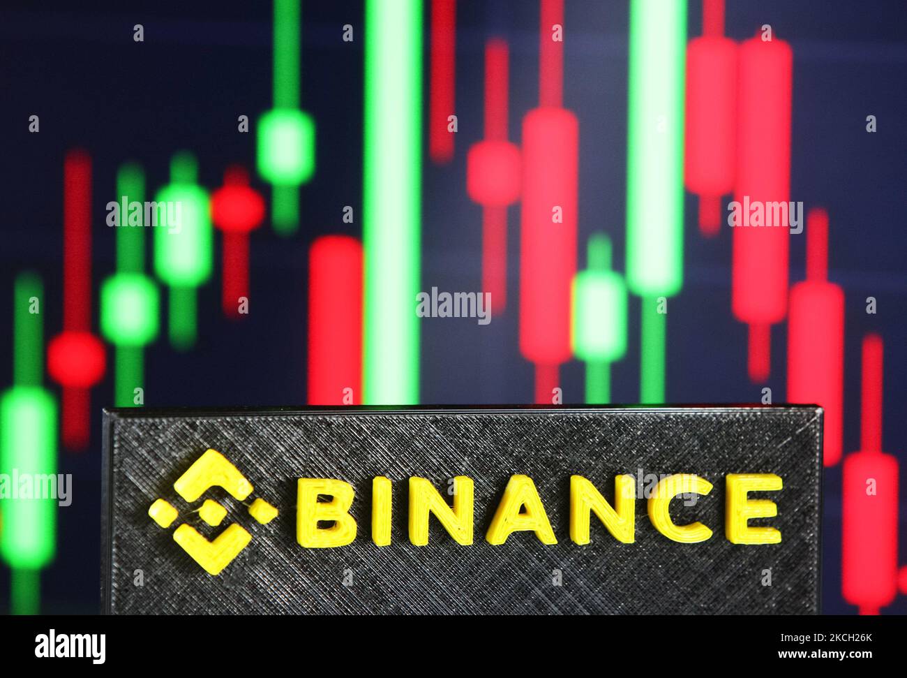 Binance cryptocurrency exchange logo is pictured with a graph in Kyiv ...
