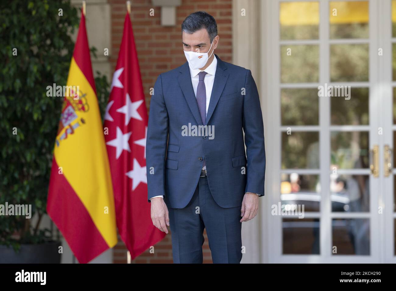 The President of the Government, Pedro Sanchez, during a meeting with ...