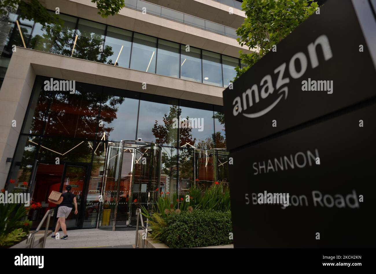 The entrance to Amazon's Shannon Building on Burlington Road in Dublin ...