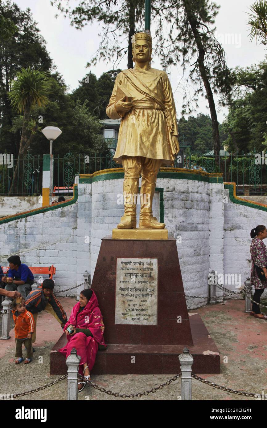 Statue of Nepali poet Bhanubhakta Acharya in the Chowrasta Square in ...