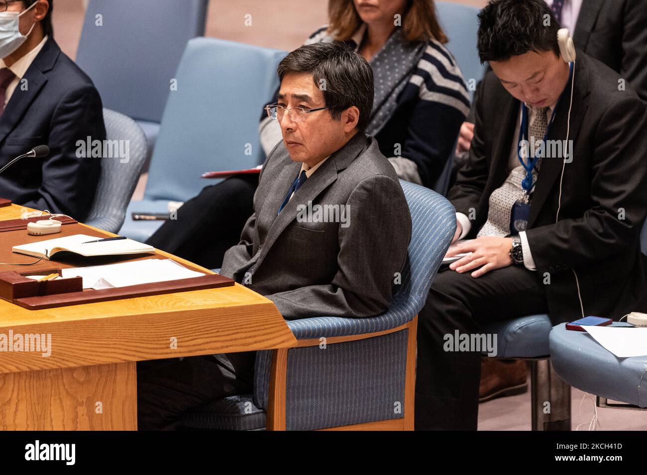 Japanese Ambassador Ishikane Kimihiro attends Security Council meeting ...