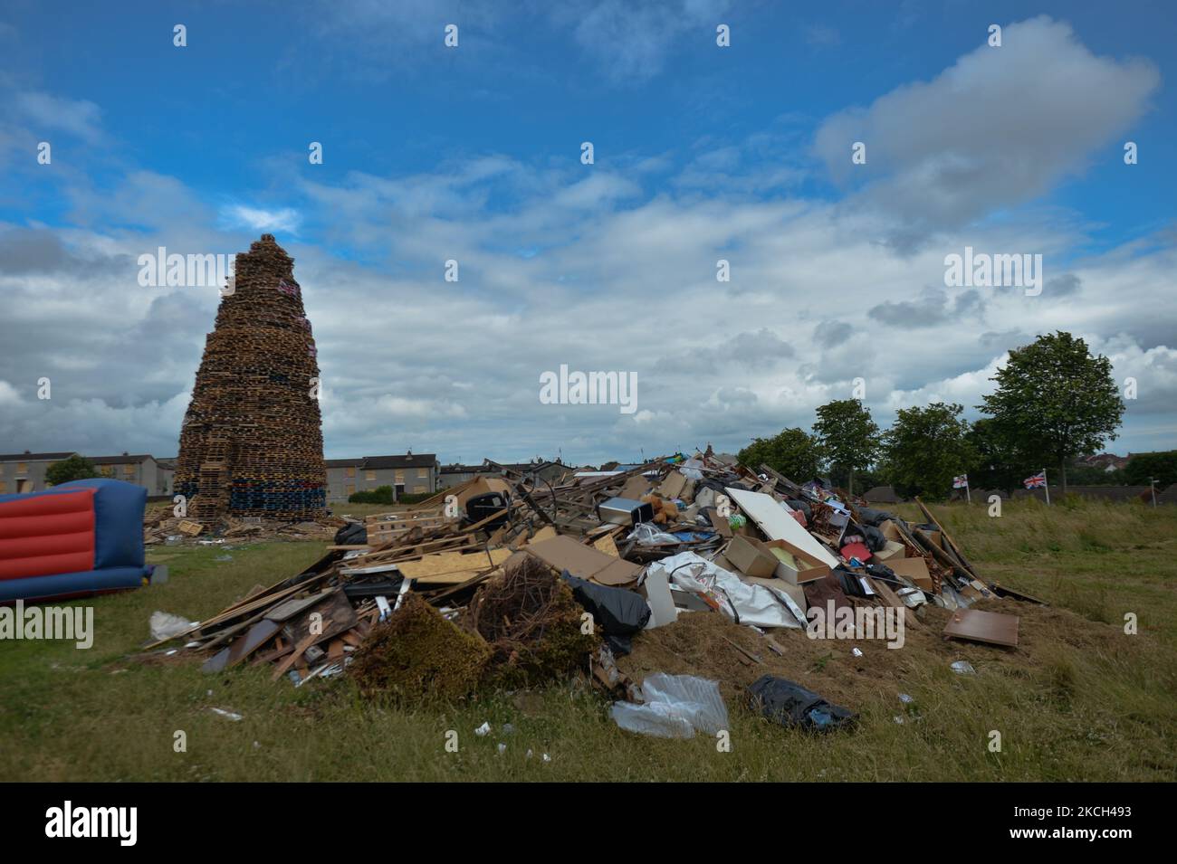 A typical loyalist bonfires made of 156 pallets tall and prepared for ...