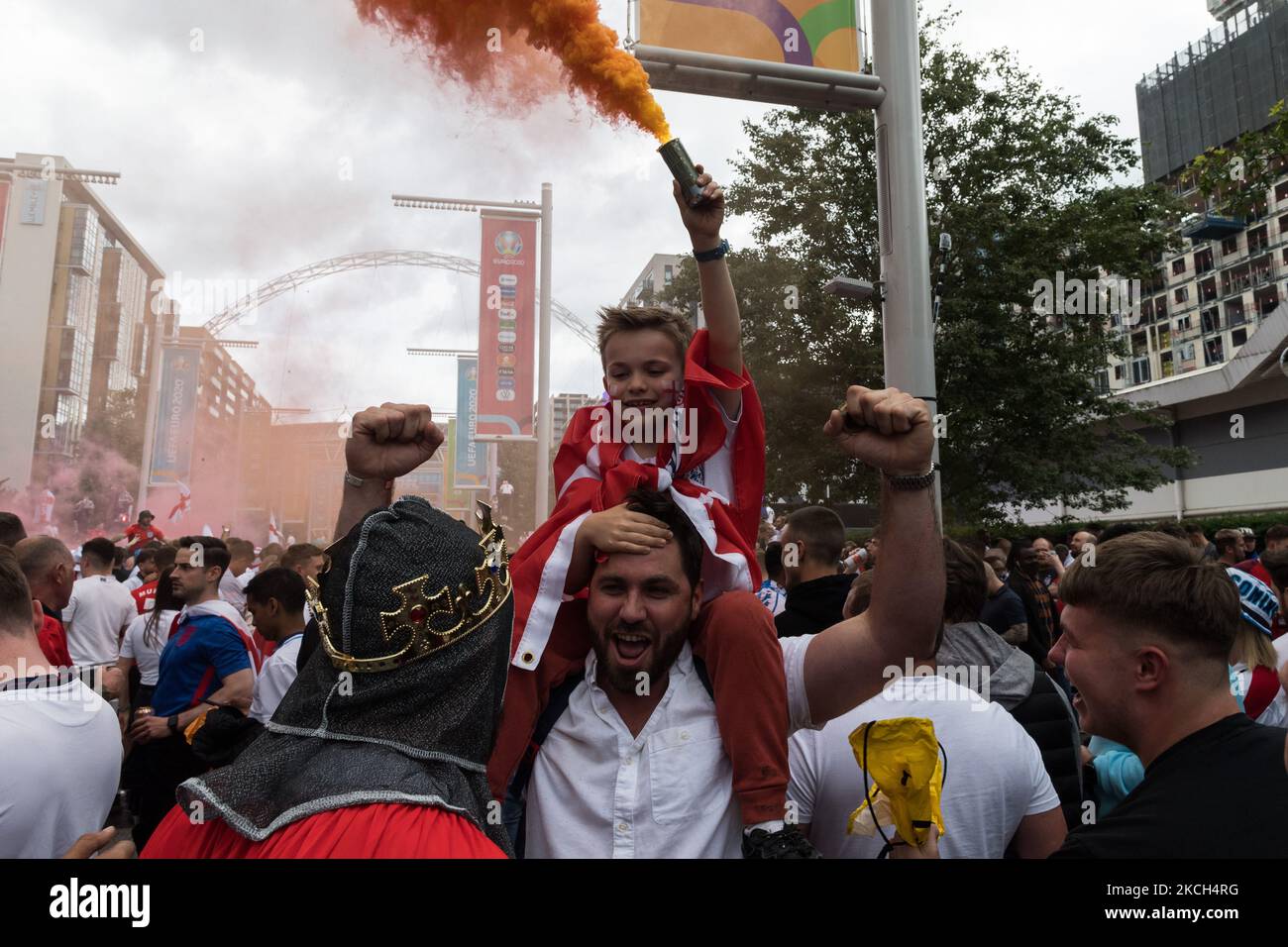 LONDON, UNITED KINGDOM - JULY 11, 2021: England football fans arrive at ...