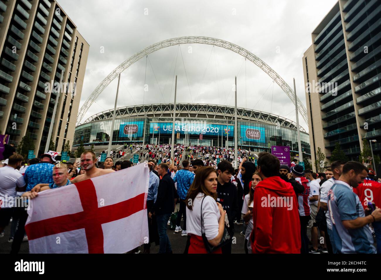 A view of Wembley Stadium ahead of the UEFA Euro 2020 Final in London ...