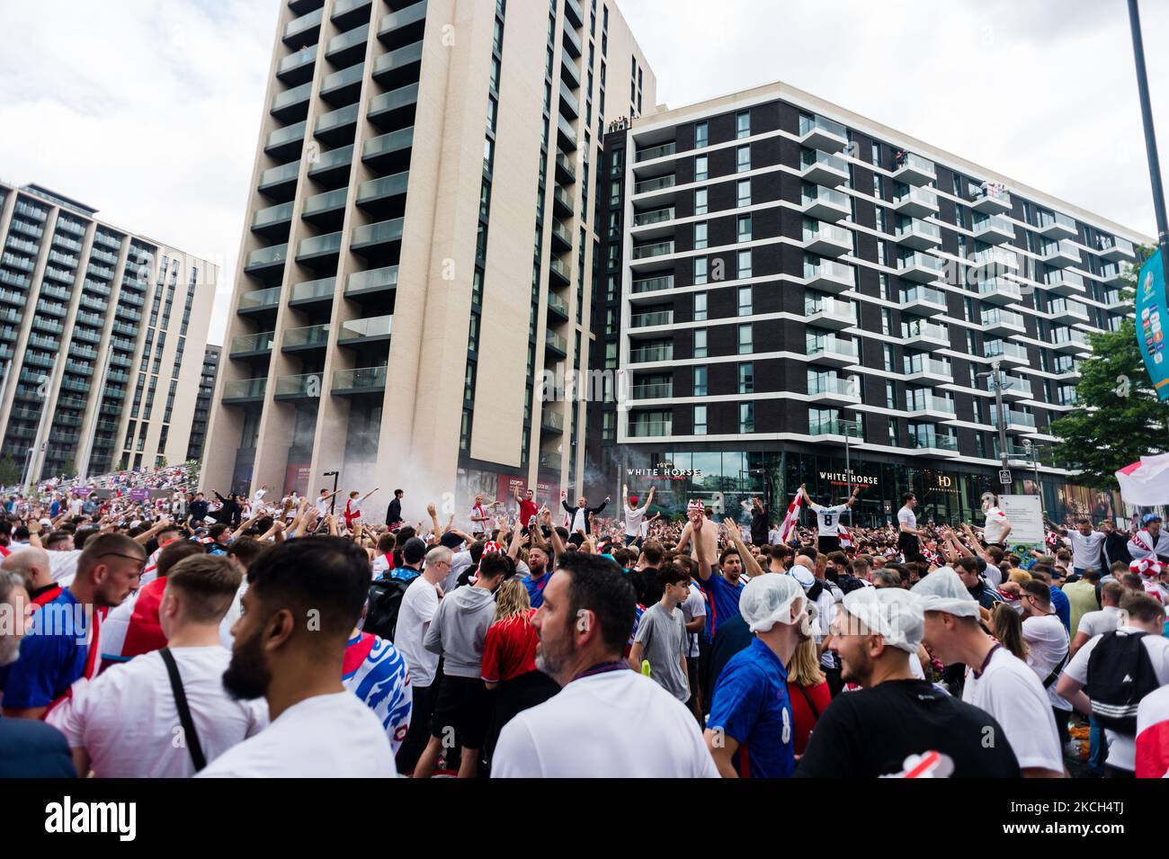 England football fans gather at Wembley Stadium ahead of the UEFA Euro ...
