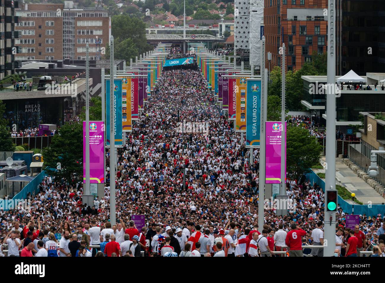 A view of Wembley Stadium ahead of the UEFA Euro 2020 Final in London ...