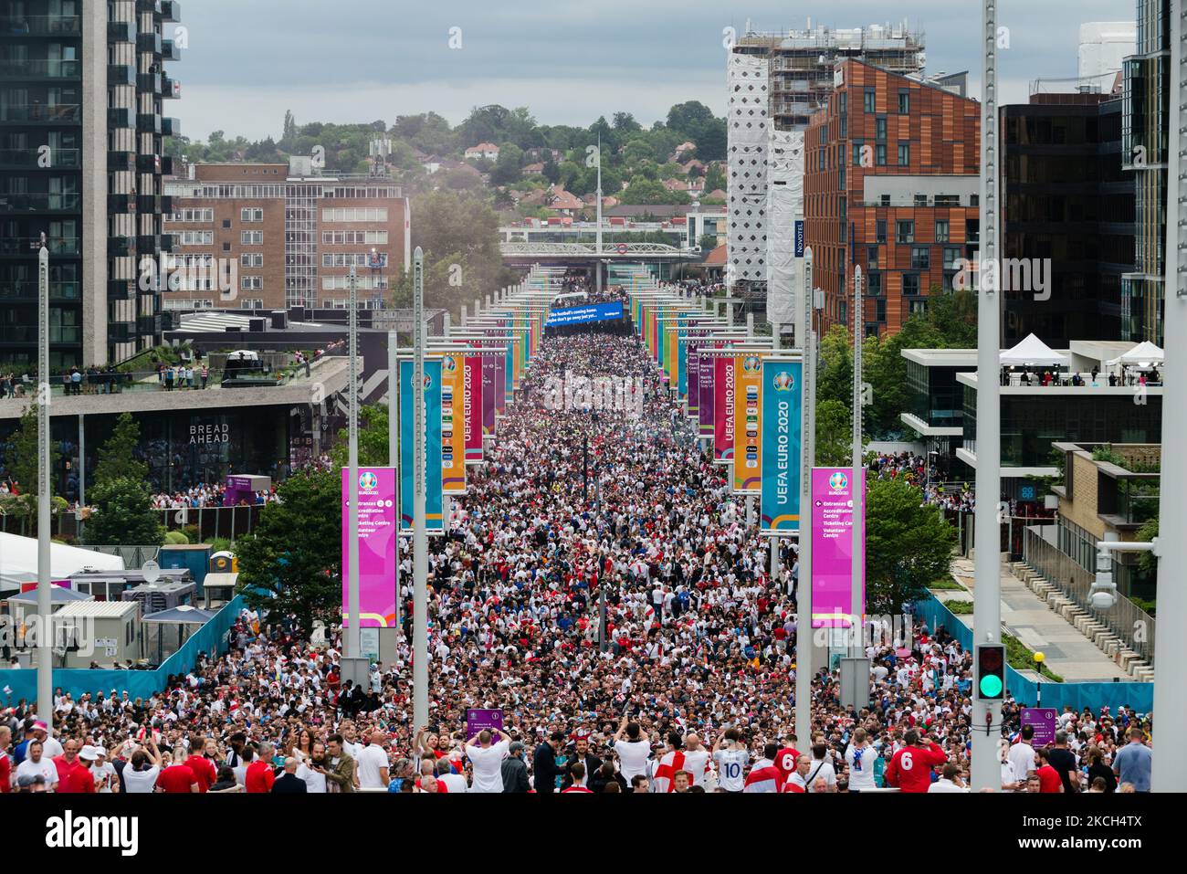 A view of Wembley Stadium ahead of the UEFA Euro 2020 Final in London ...