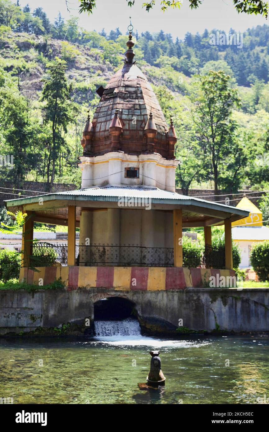 The famous floating stone Shiva-lingam in the scared spring at the ...