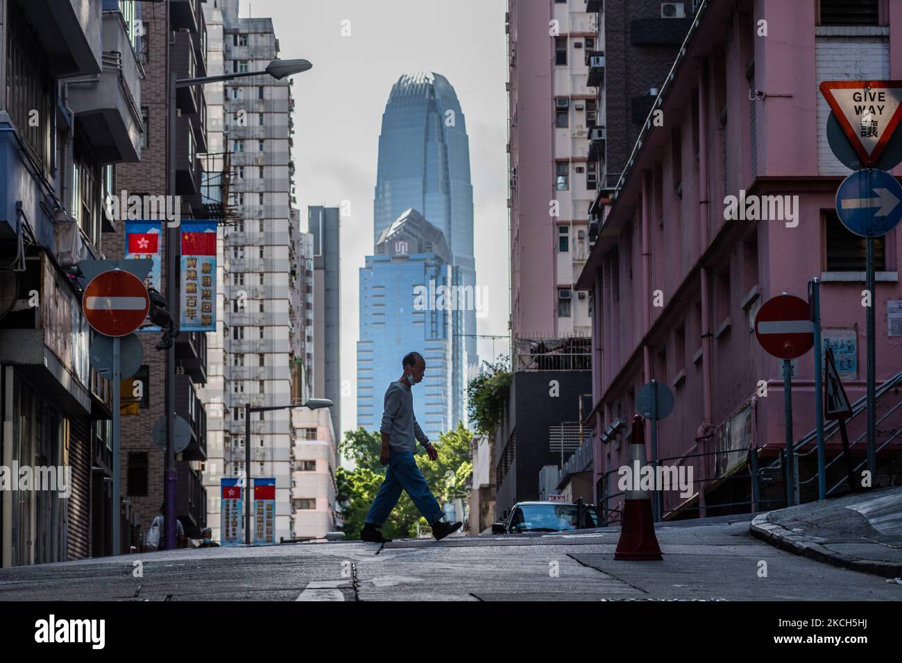 The International Finance Centre tower and the Cosco Tower (front) seen ...