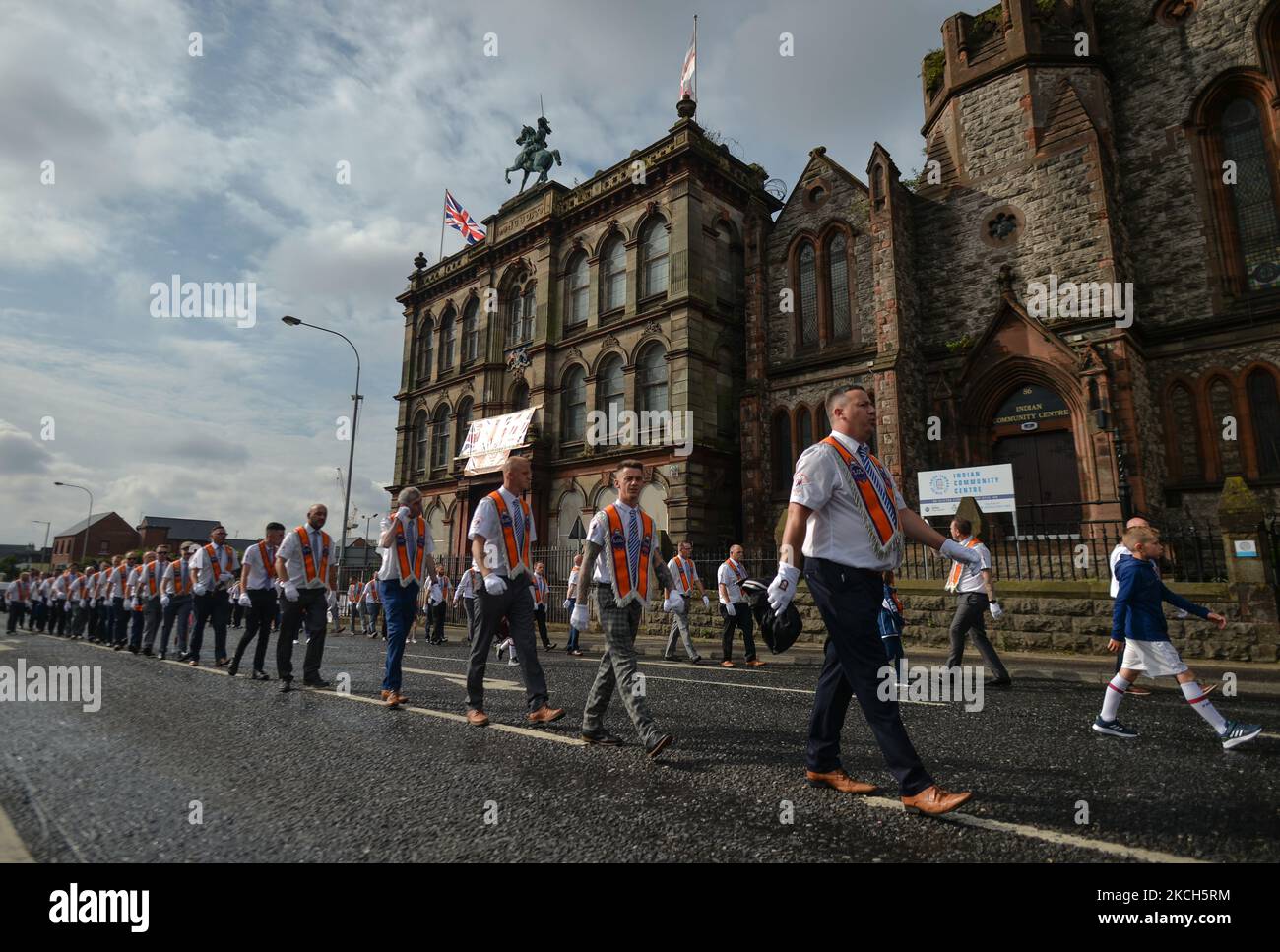 Members of the Orange Order and their supporters take part in the ...