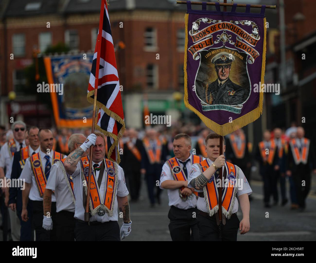Members of the Orange Order and their supporters take part in the ...