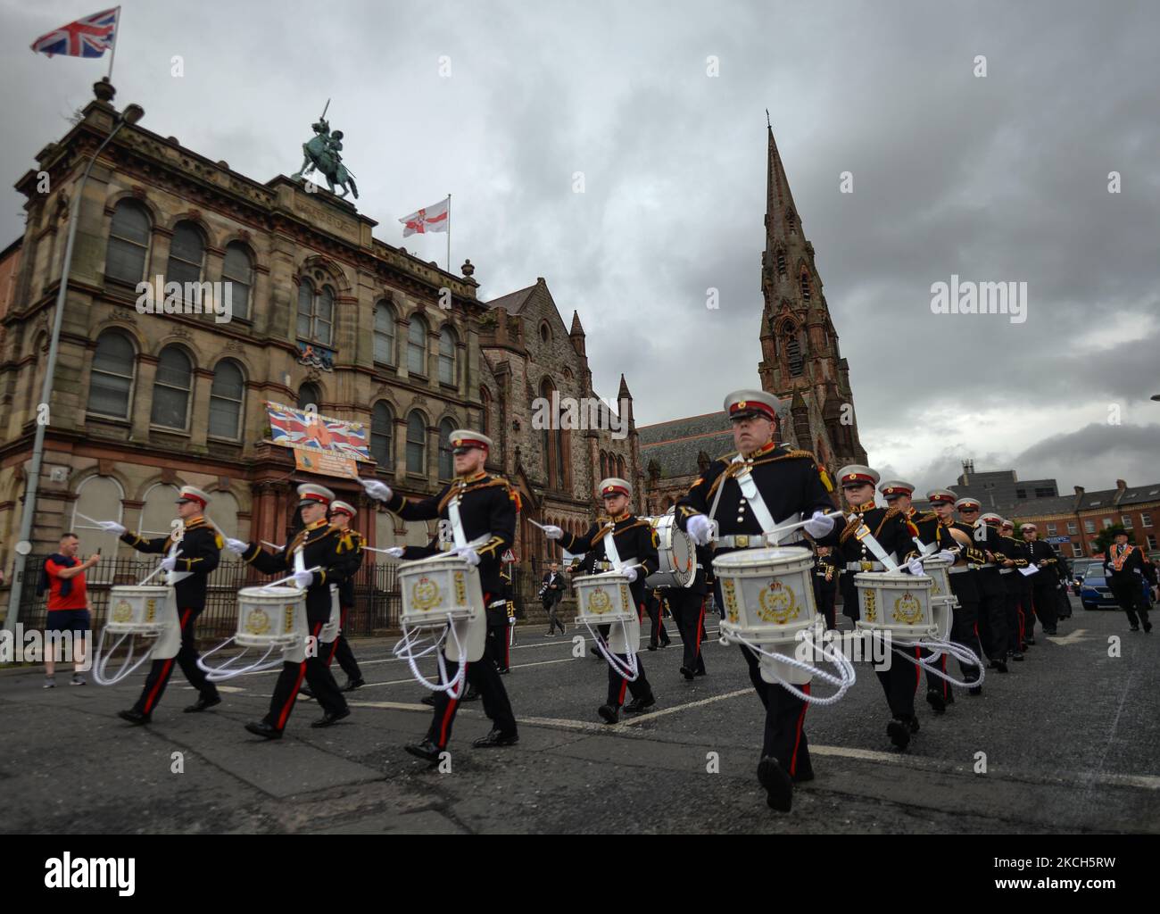 Members of the Orange Order and their supporters take part in the ...