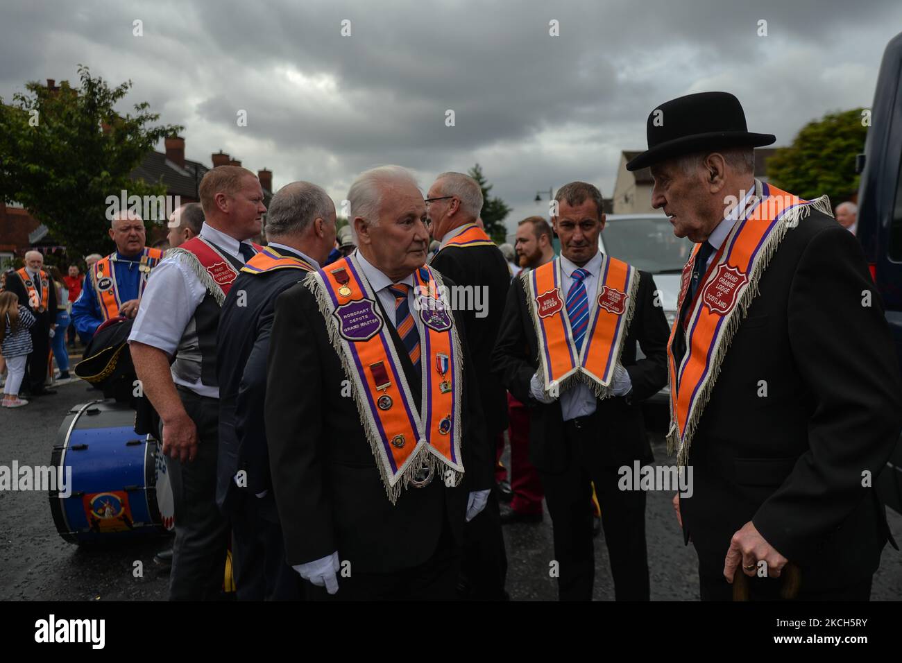 Members of the Orange Order and their supporters take part in the ...