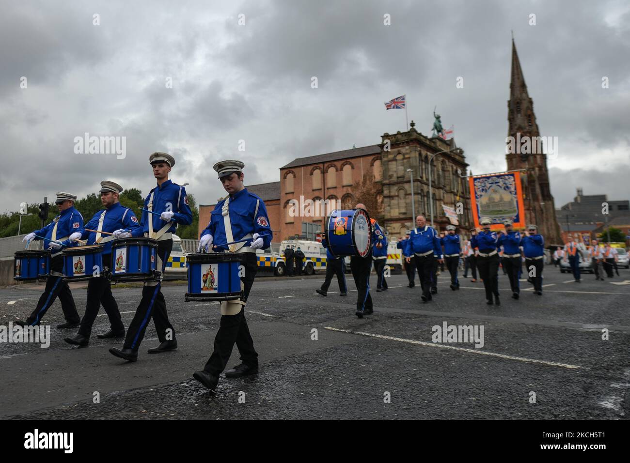 Members of the Orange Order and their supporters take part in the ...