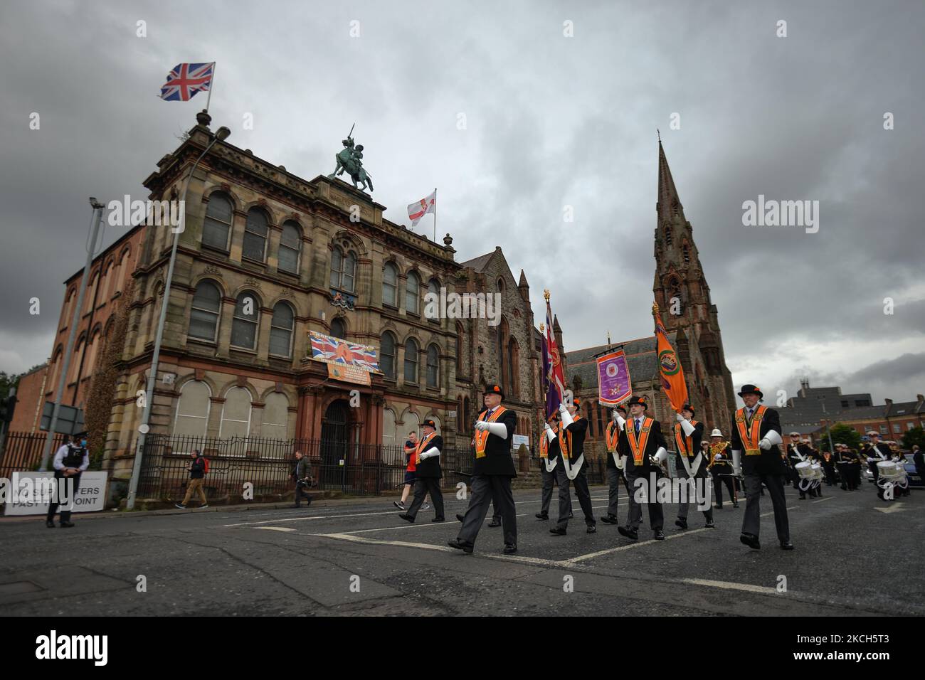 Members of the Orange Order and their supporters take part in the ...
