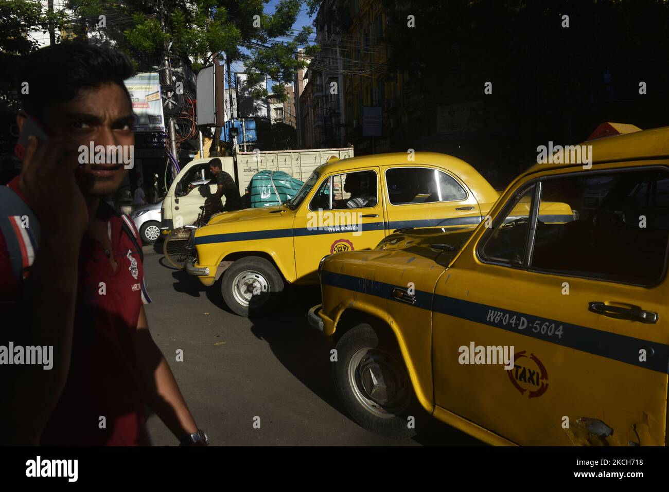 Yellow ambassador taxi can be seen in Kolkata, India, 13 July, 2021 ...