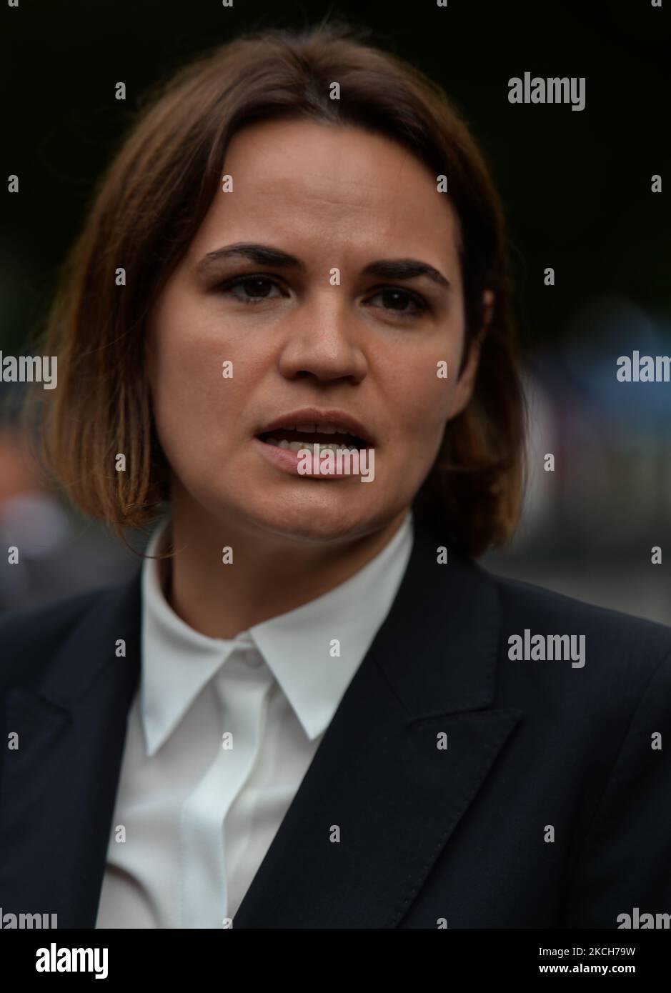 Exiled leader of the opposition in Belarus, Svetlana Tikhanovskaya ...