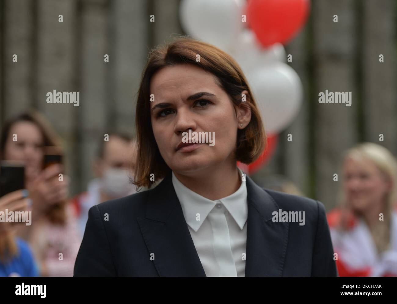 Exiled leader of the opposition in Belarus, Svetlana Tikhanovskaya ...