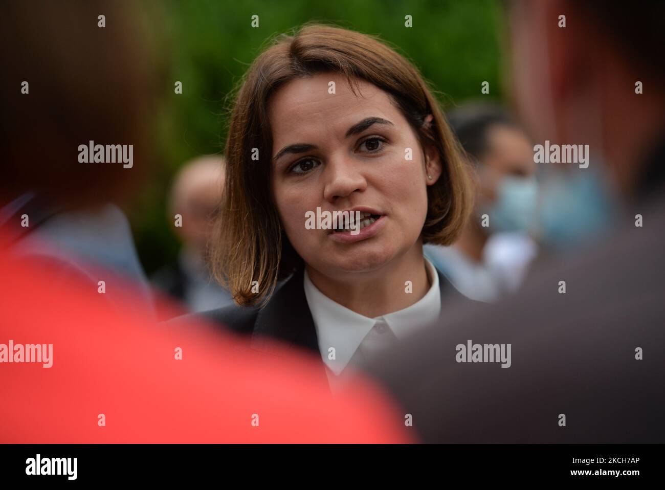 Exiled leader of the opposition in Belarus, Svetlana Tikhanovskaya ...