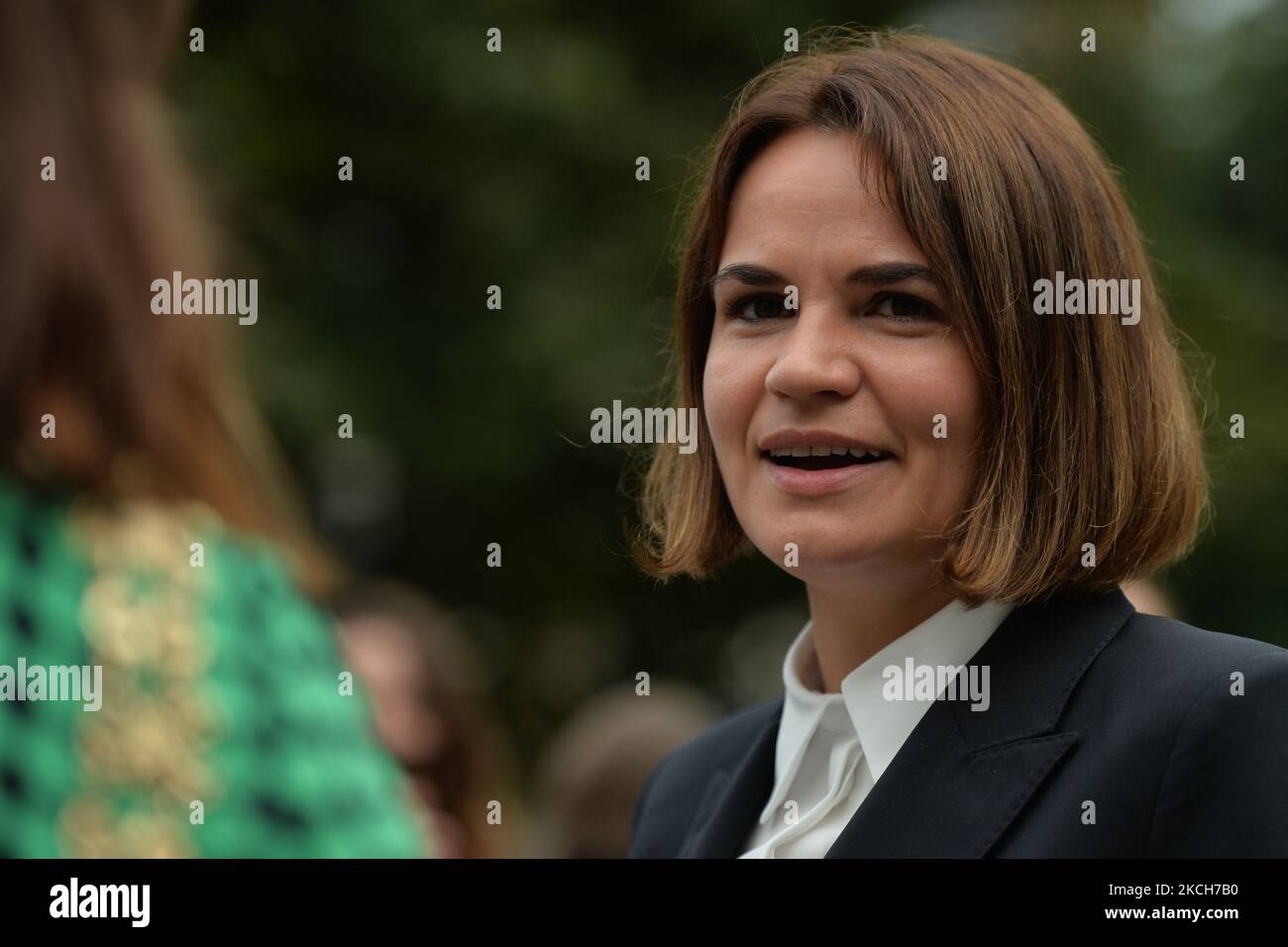 Exiled leader of the opposition in Belarus, Svetlana Tikhanovskaya ...