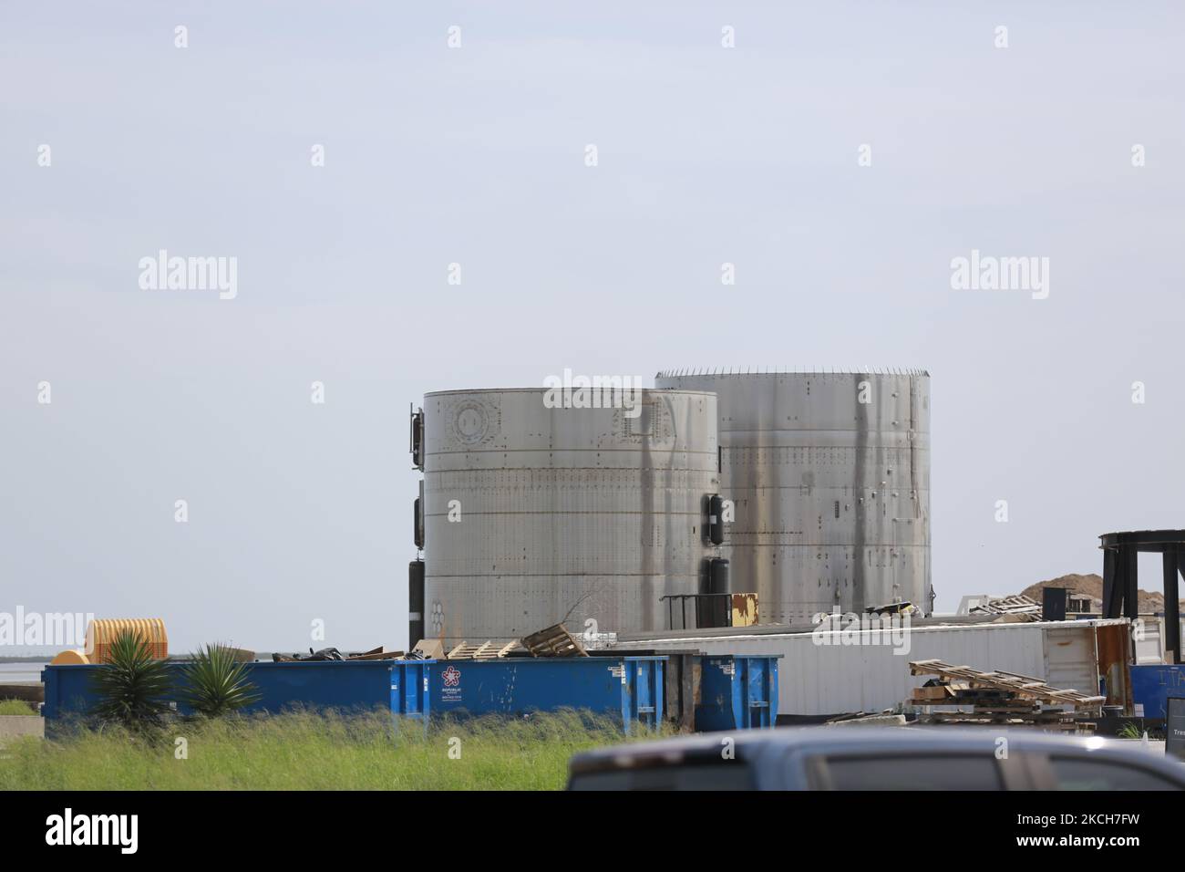 A view of the inner part of SpaceX's build site in Boca Chica, Texas on ...