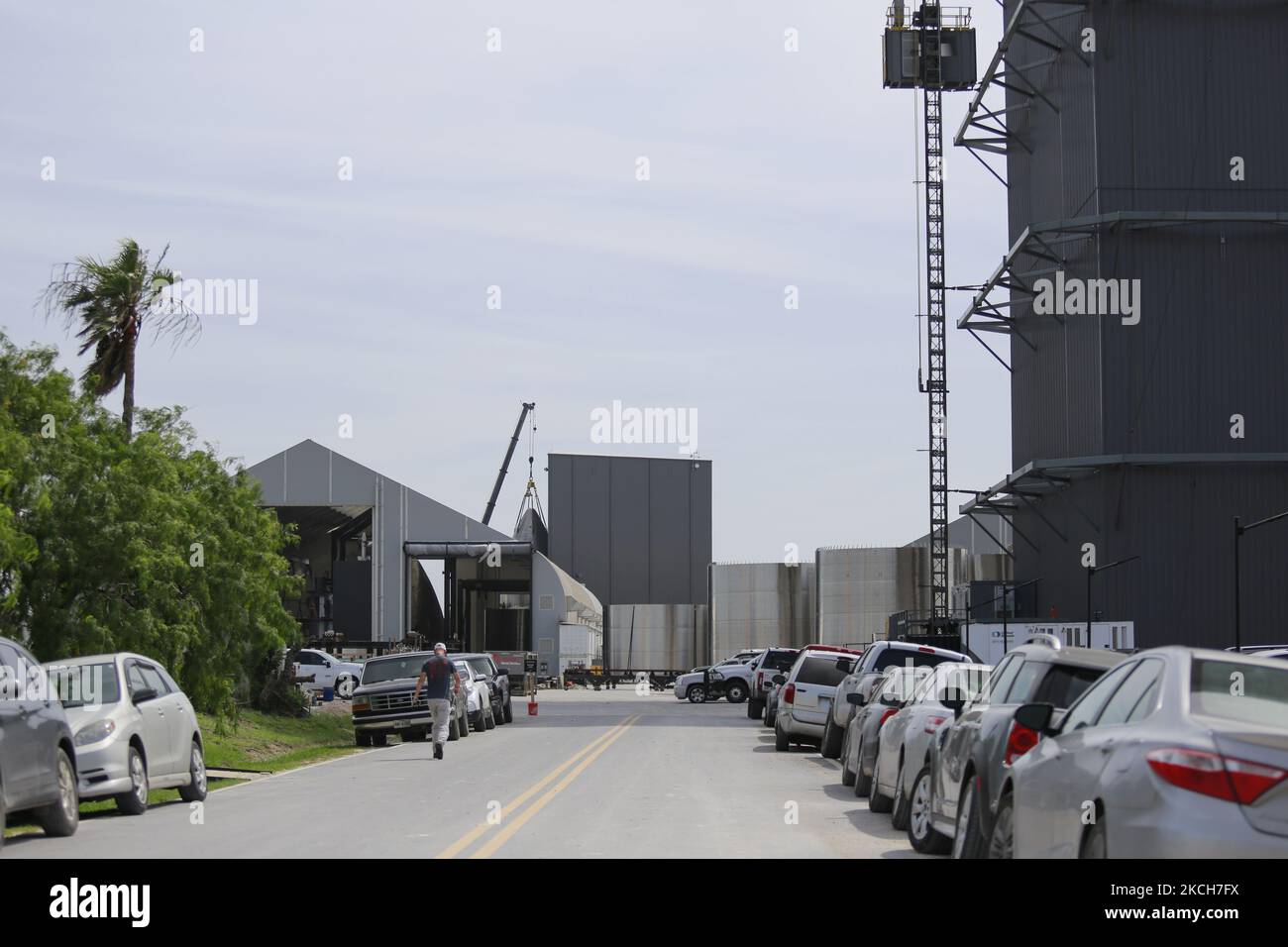 A view of the inner part of SpaceX's build site in Boca Chica, Texas on ...