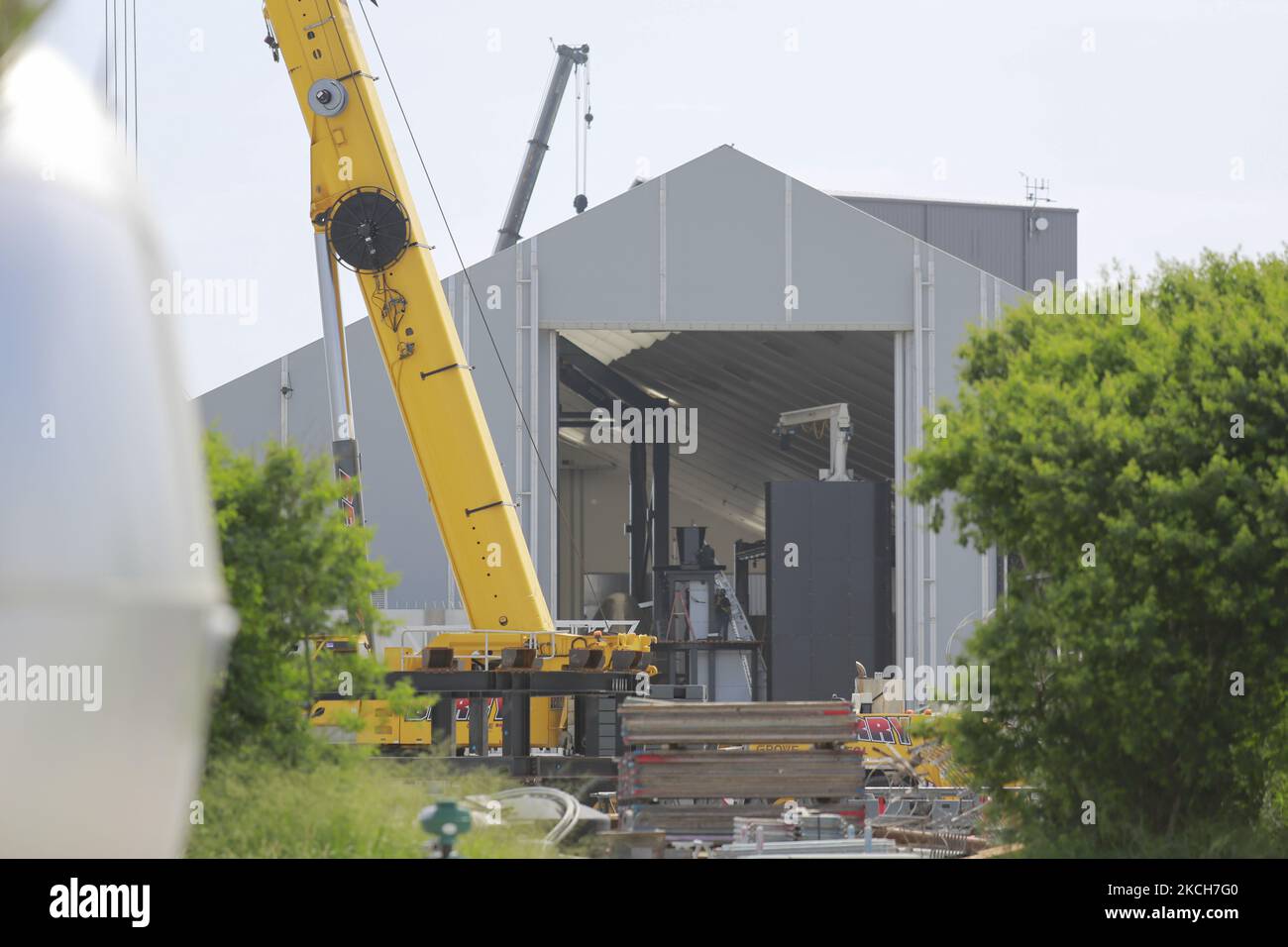 A view of the inner part of SpaceX's build site in Boca Chica, Texas on ...